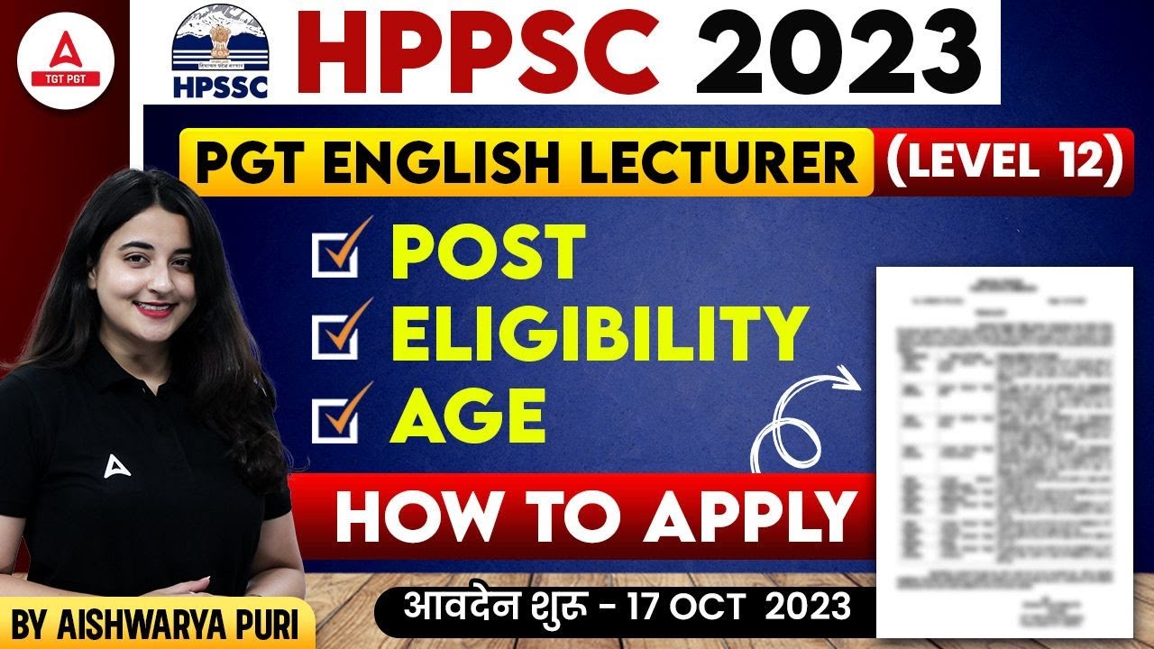 HPPSC PGT English Lecturer Vacancy 2023 | HPPSC PGT Vacancy 2023 Posts, Eligibility & Age Limit ...