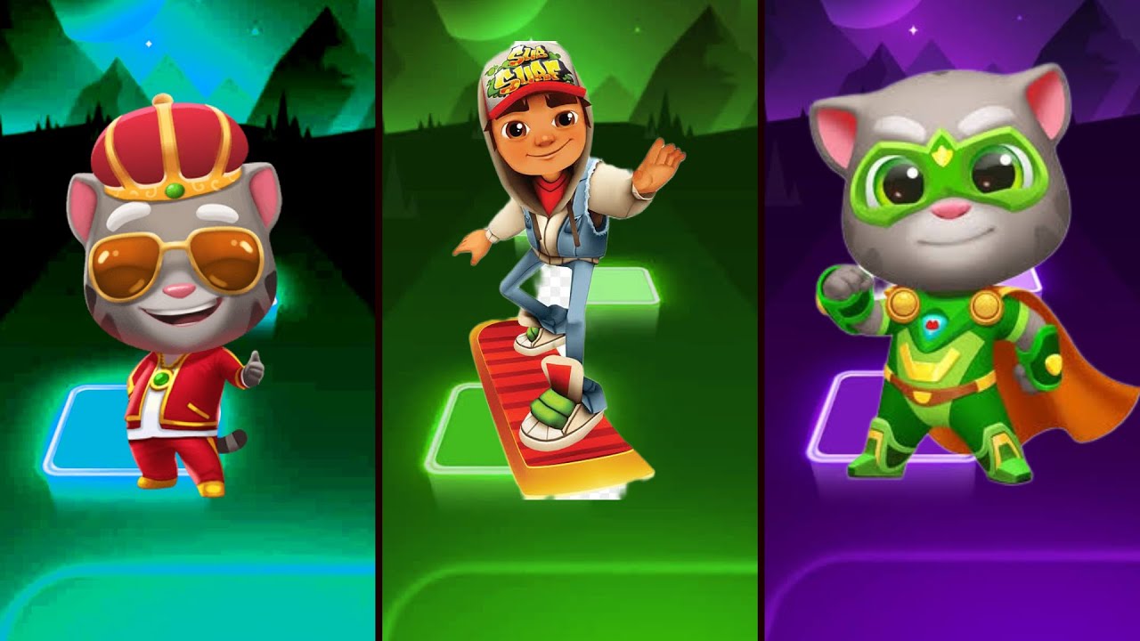 Talking tom gold run 🆚 subway surfers 🆚 Tom Time Rush 🆚 tile hope - YouTube