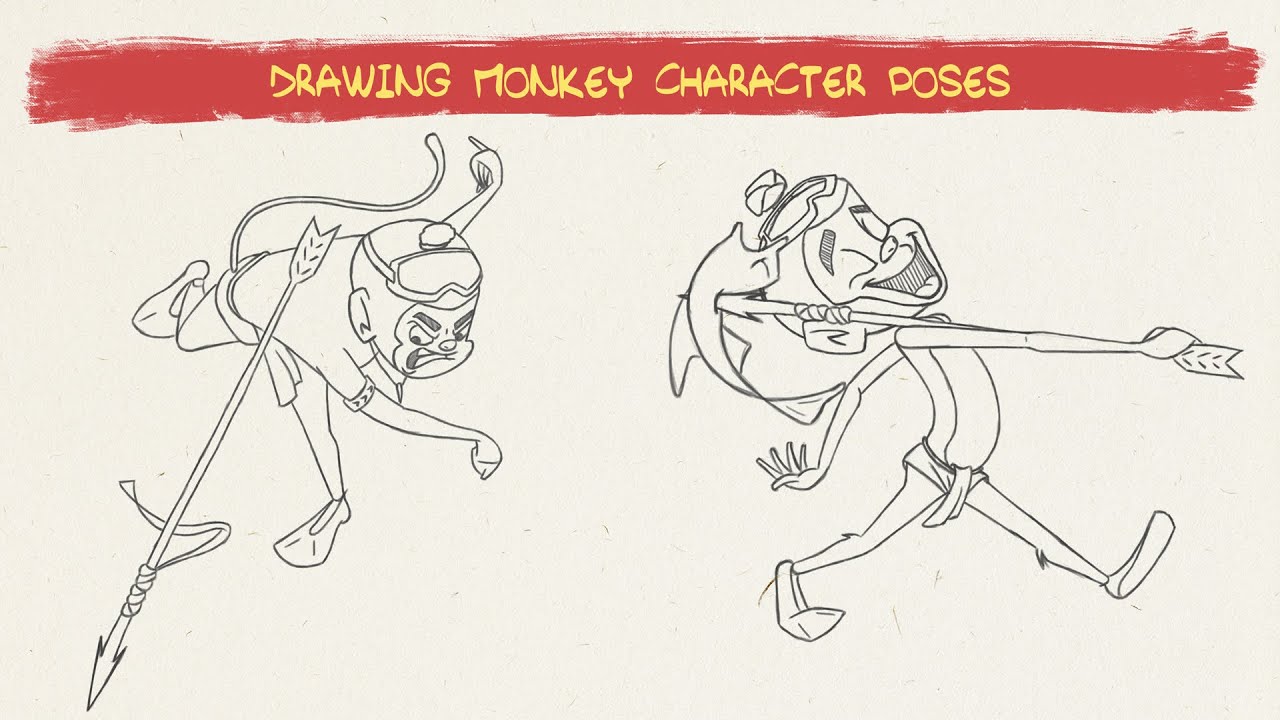 How to Draw Monkey Poses / Action Character Design Sheet - YouTube