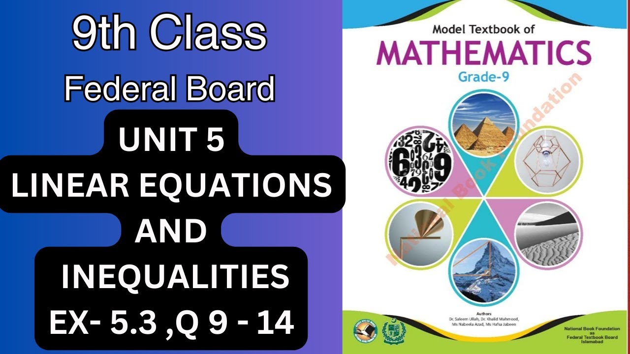 FBISE 9th Class Math, NBF 2024: Unit 5: LINEAR EQUATIONS & INEQUALITIES ...