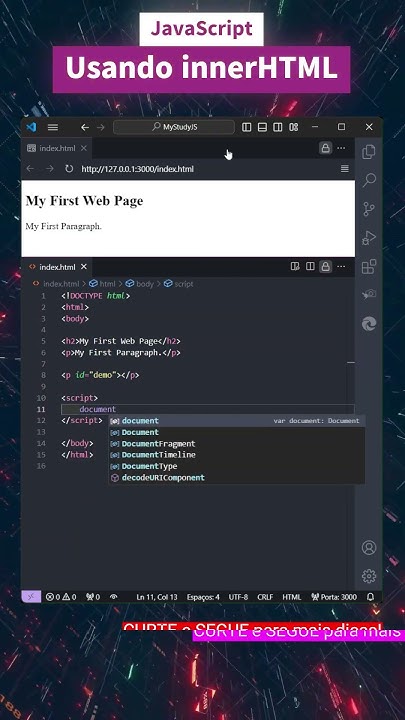JavaScript — Usando innerHTML - YouTube
