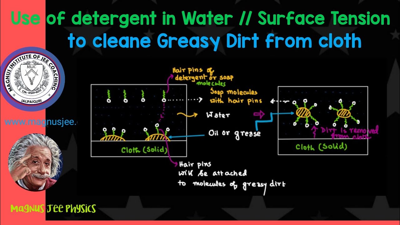 Greasy dirt from cloth can be easily cleaned by adding detergent or ...