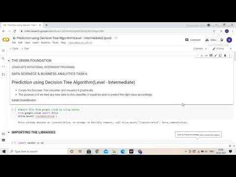 Prediction using Decision Tree Algorithm | TASK- 6| Google CoLab | # ...