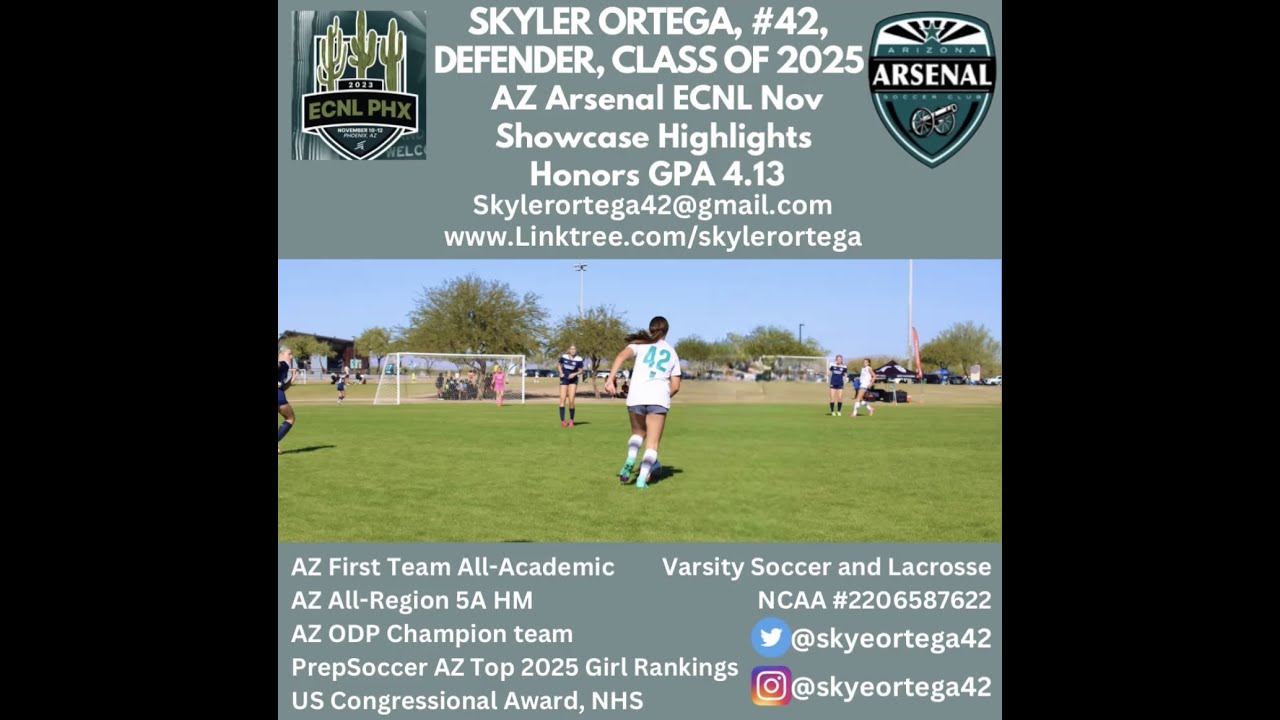 Skyler Ortega, 2025 ECNL Defender, #42 Arizona Arsenal ECNL U17 ECNL ...