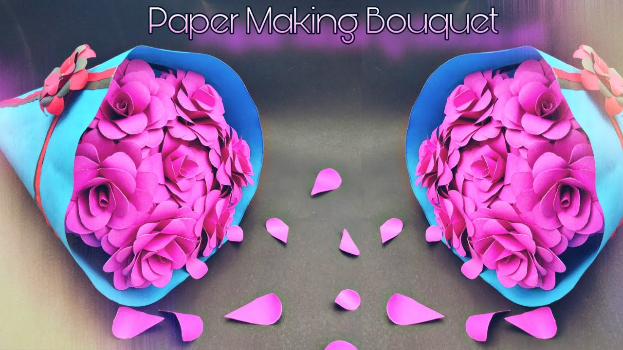 How to make Paper Rose Bouquet।।DIY paper making bouquet. - YouTube