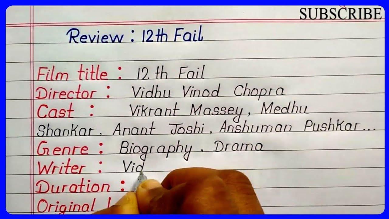 Film Review writing on 12th Fail || 12th Fail -Film Review || Movie ...