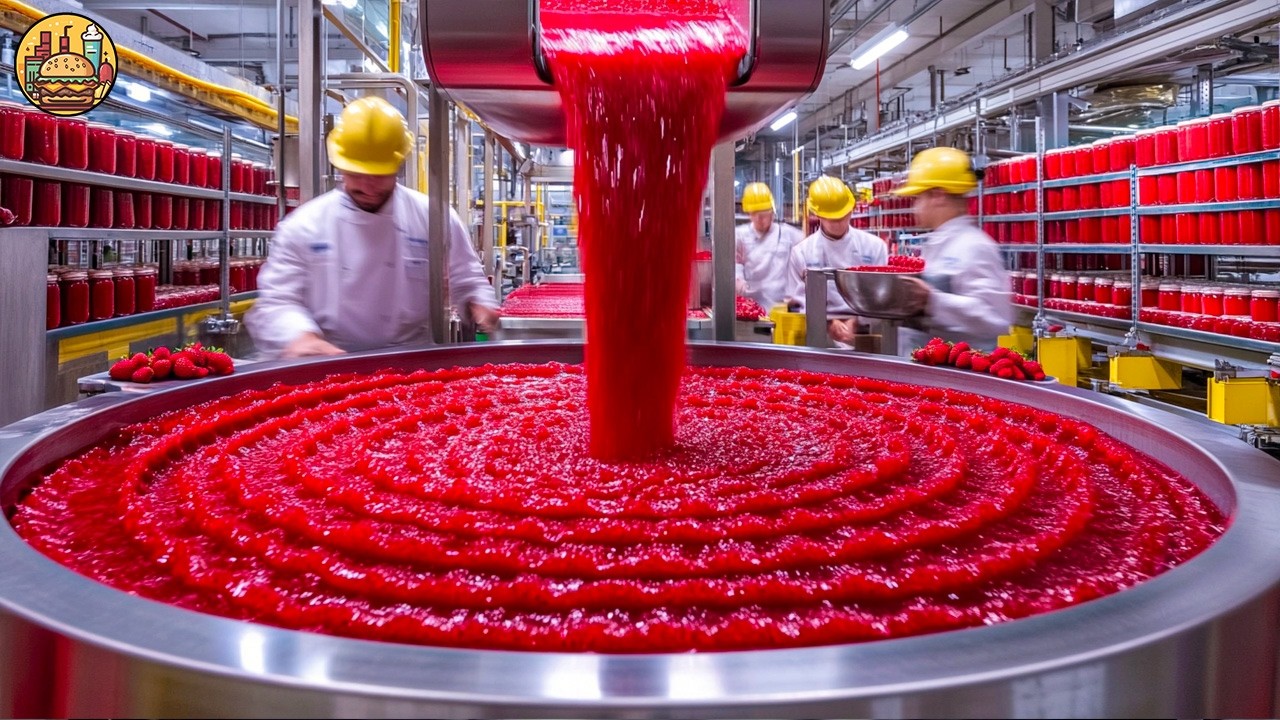 How Strawberry Jam Is Made In Factory Strawberry Jam Factory Process ...