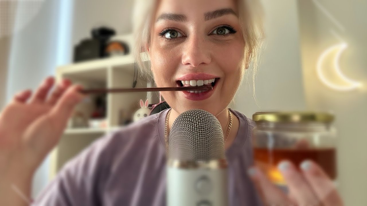 türkçe asmr | bol ıslak ağız sesleri ile bal yiyorum 🍯 - YouTube