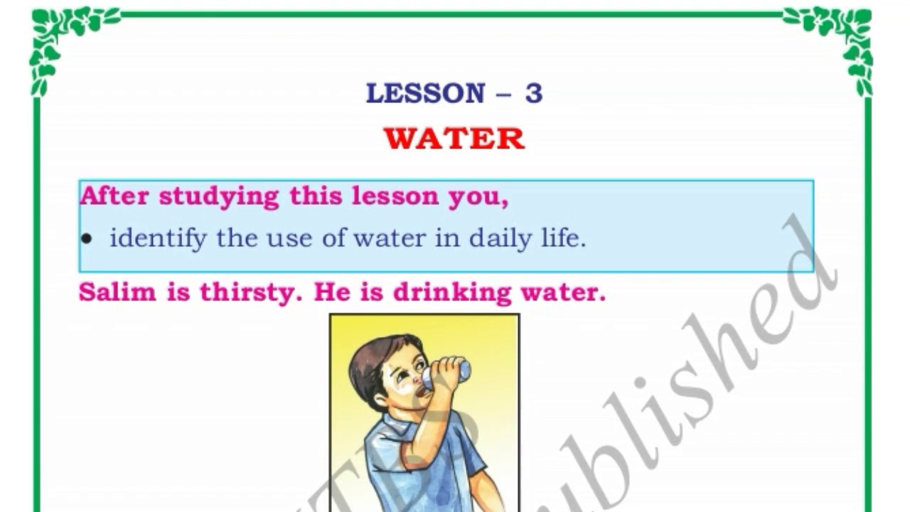 Water Class 1 EVS full lesson explanation and textbook activities ...