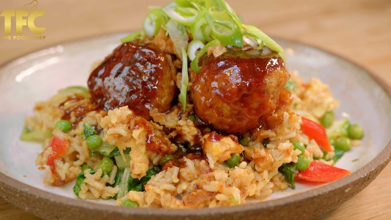 Chicken Meatballs 🍗 + Fried Rice 🍚 = Weeknight Winner! - YouTube