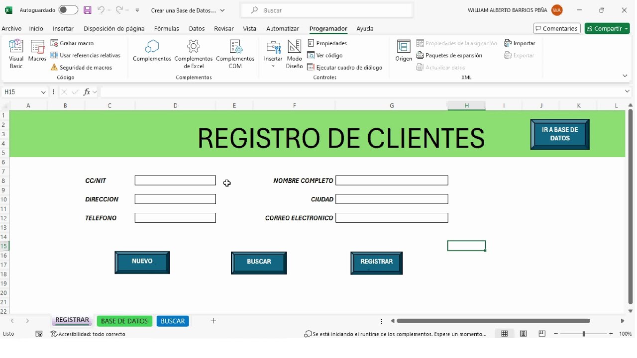 😱 Cómo hacer una BASE DE DATOS EN EXCEL con botones - Desde Cero (Fácil ...