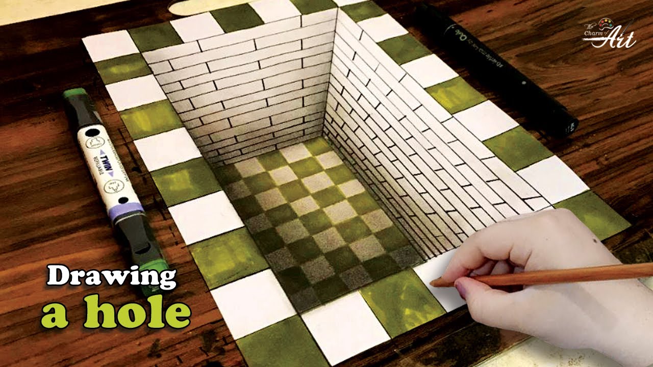 Drawing a hole - Anamorphic illusion - YouTube