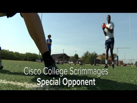 Cisco College football scrimmages Patriotic Opponent - YouTube