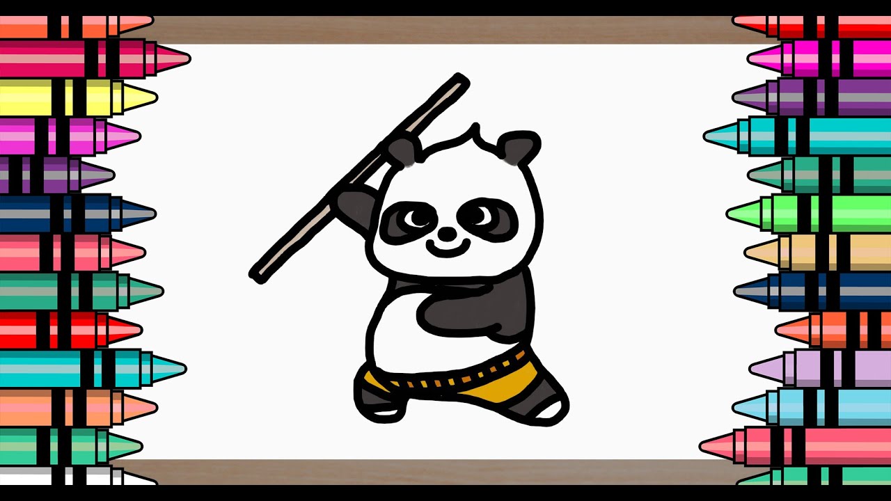 How to draw KUNG FU PANDA / Drawing and Coloring Easy tutorial for kids ...
