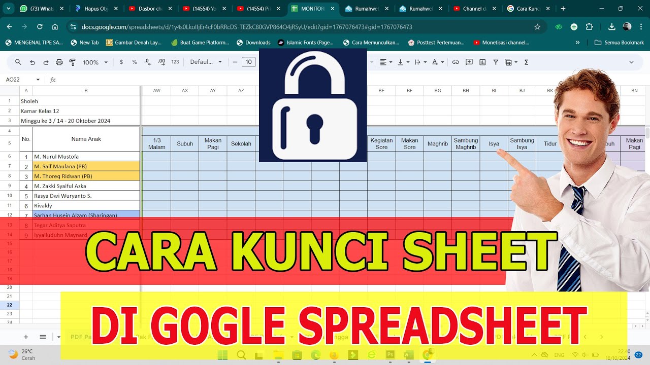 Cara Kunci Cell dan Sheet di Google Spreadsheet - YouTube