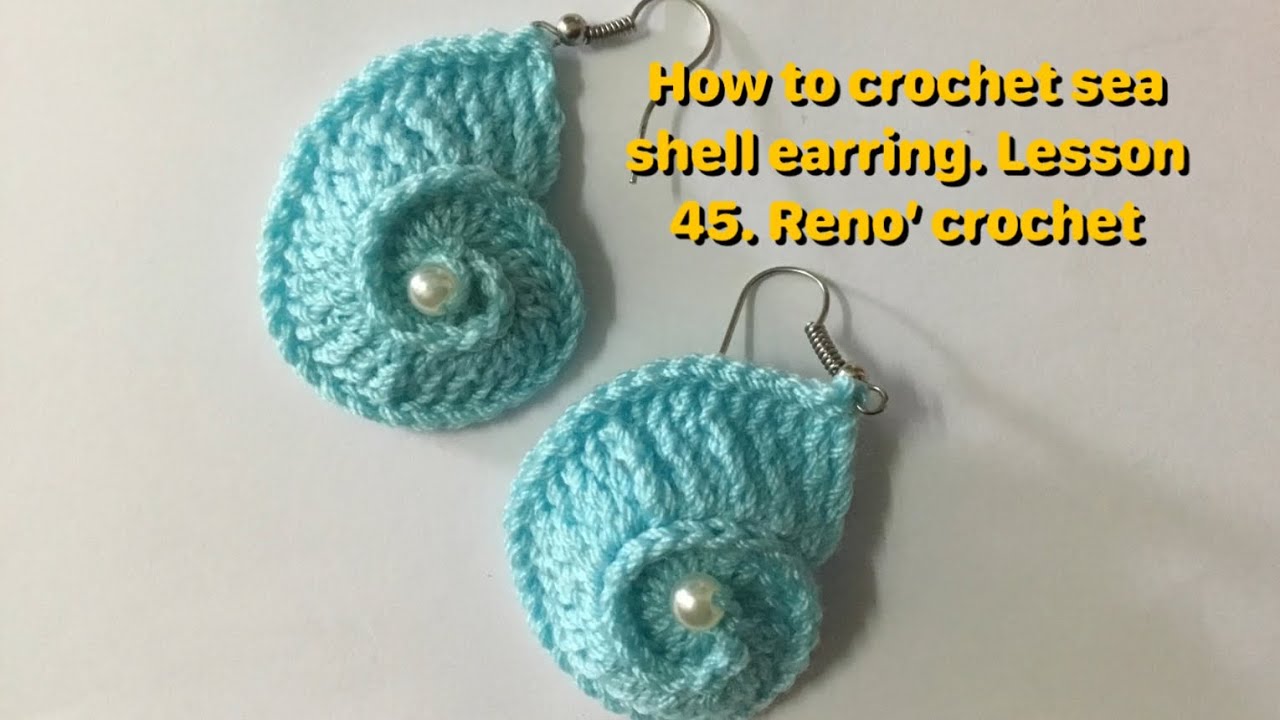 Free pattern. How to crochet simple sea shell earrings. Lesson 45 ...