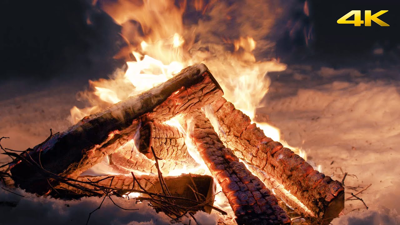 🔥 A Crackling Campfire During a Windy Winter Night (10 Hours) 50fps 🔥 ...