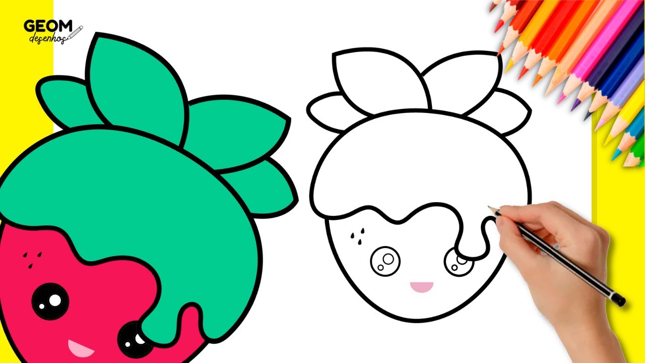 COMO DESENHAR UM MORANGO FOFO PASSO A PASSO | HOW TO DRAW A STRAWBERRY ...