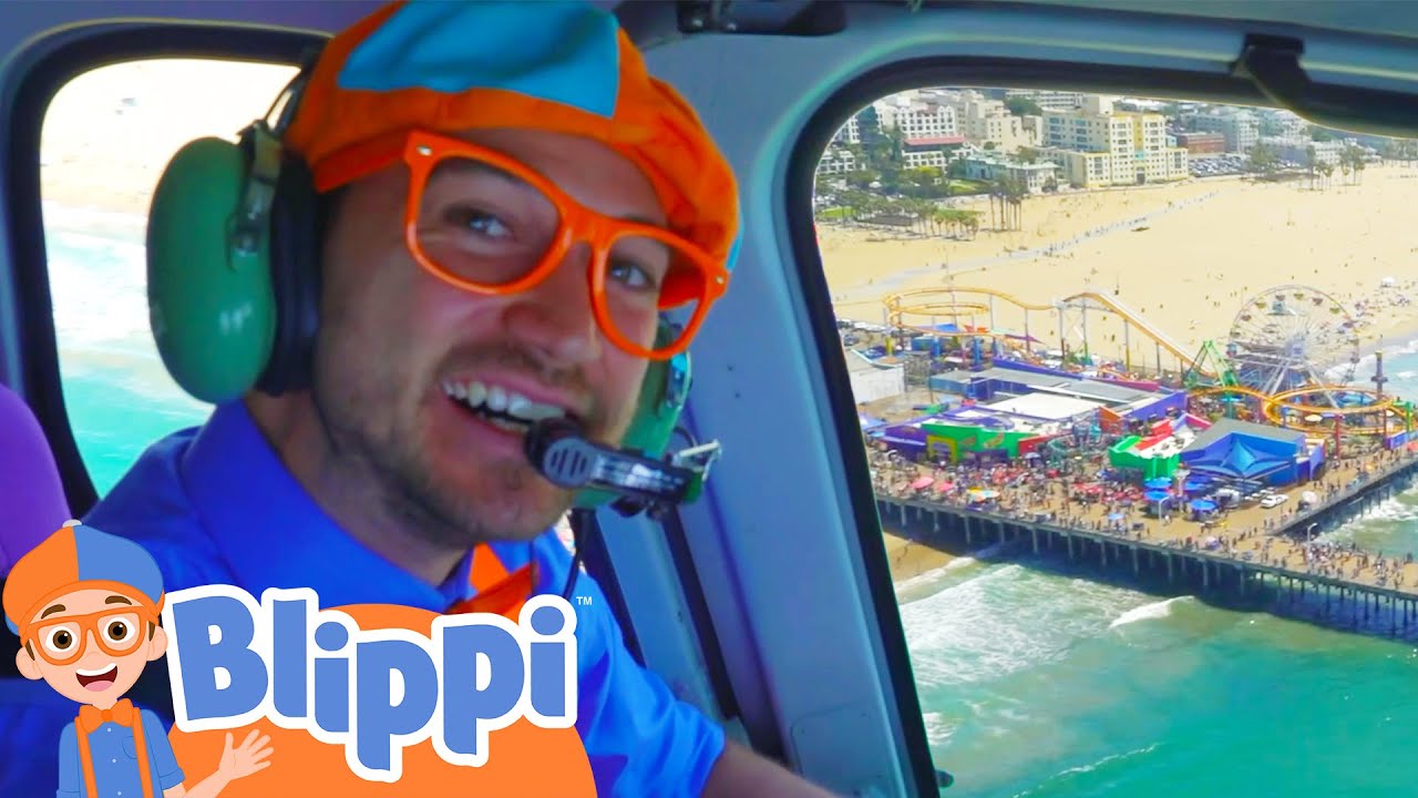 Blippi Rides A Police Helicopter! | Learning Vehicles For Children ...