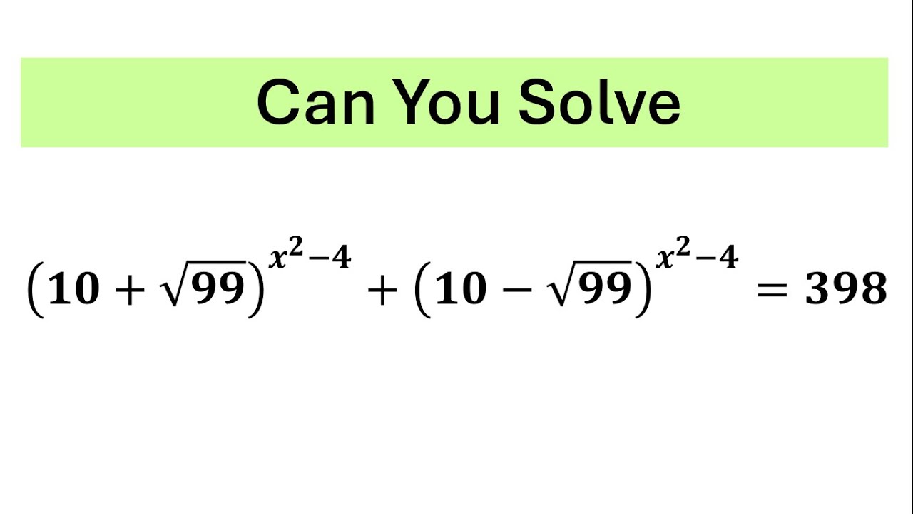 An Amazing Algebra Challenge | Exponential Equations | Can You Solve? - YouTube