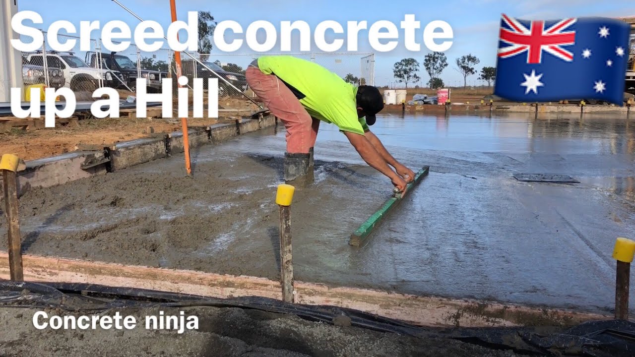 Tips on how to screed concrete up a hill - YouTube