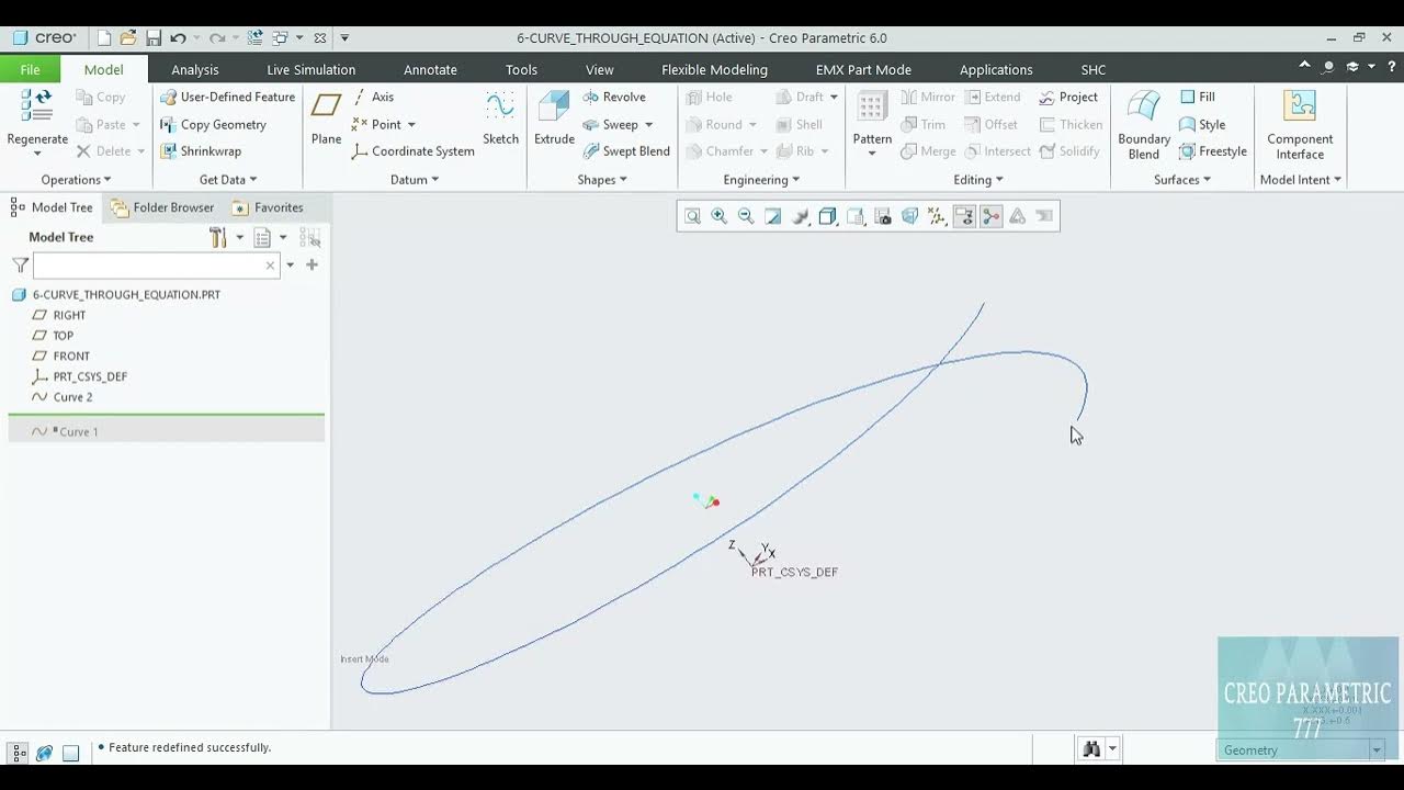 Creo Datum Curve Through Equation - YouTube