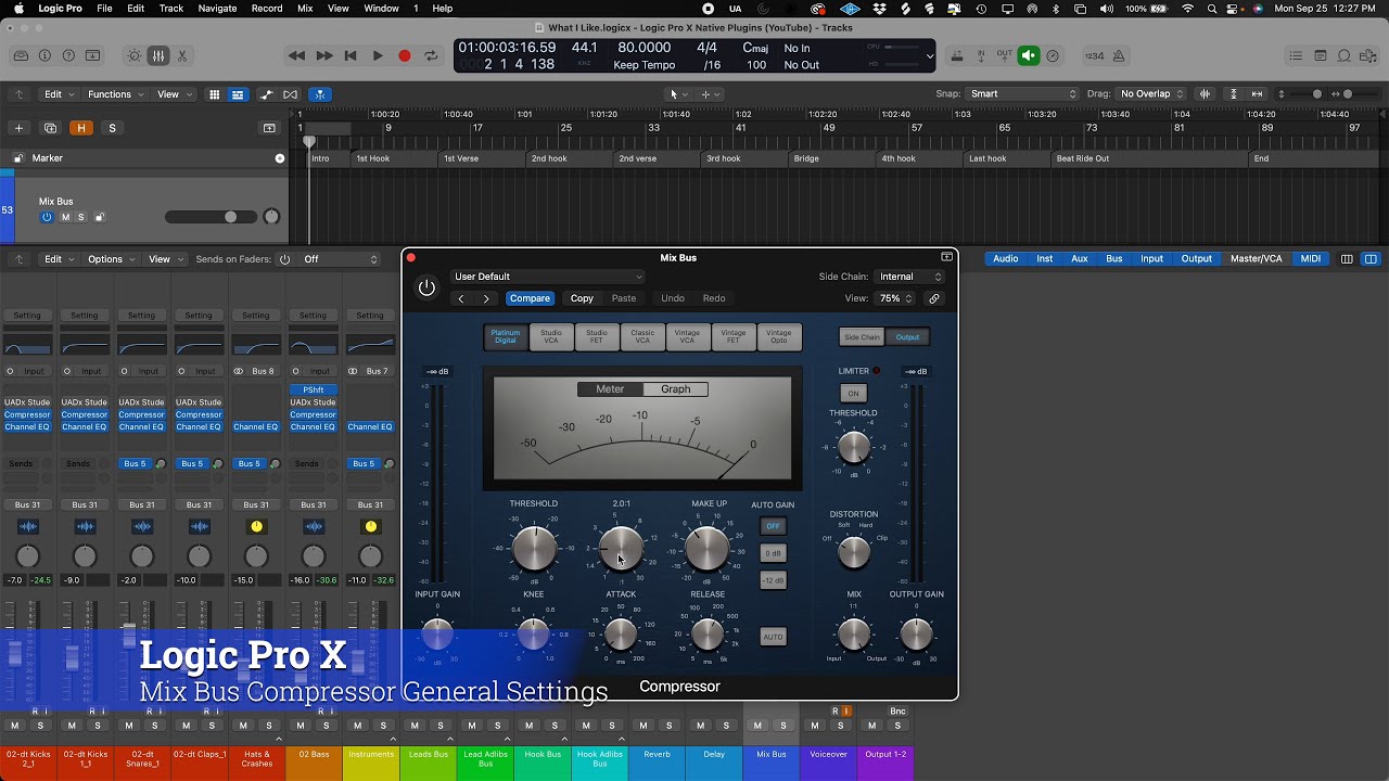 Logic Pro X - Mix Bus Compressor Settings - YouTube