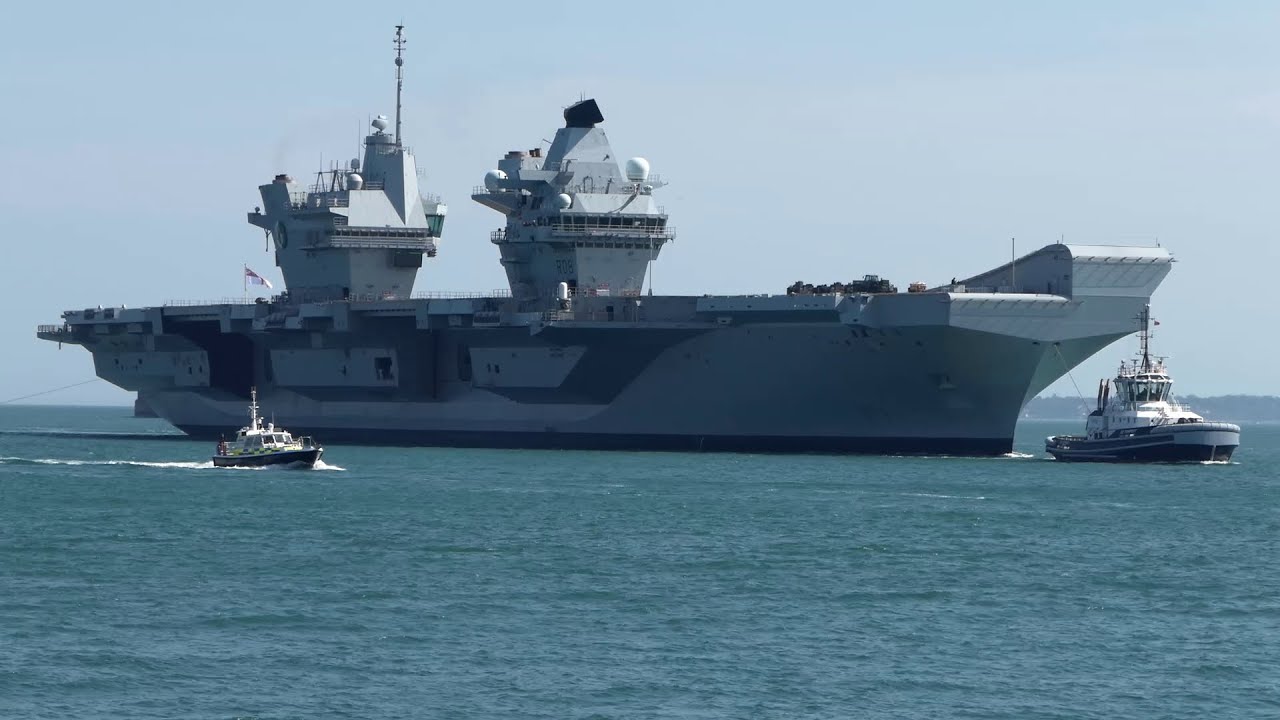 HMS Queen Elizabeth (R08) returns to Portsmouth Harbour - YouTube