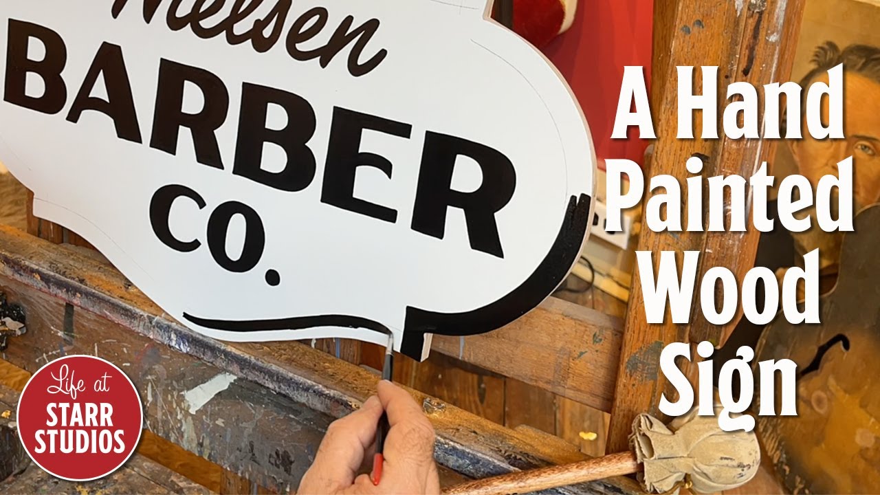 A Hand Painted Wood Sign for Nielsen Barber Co. - YouTube