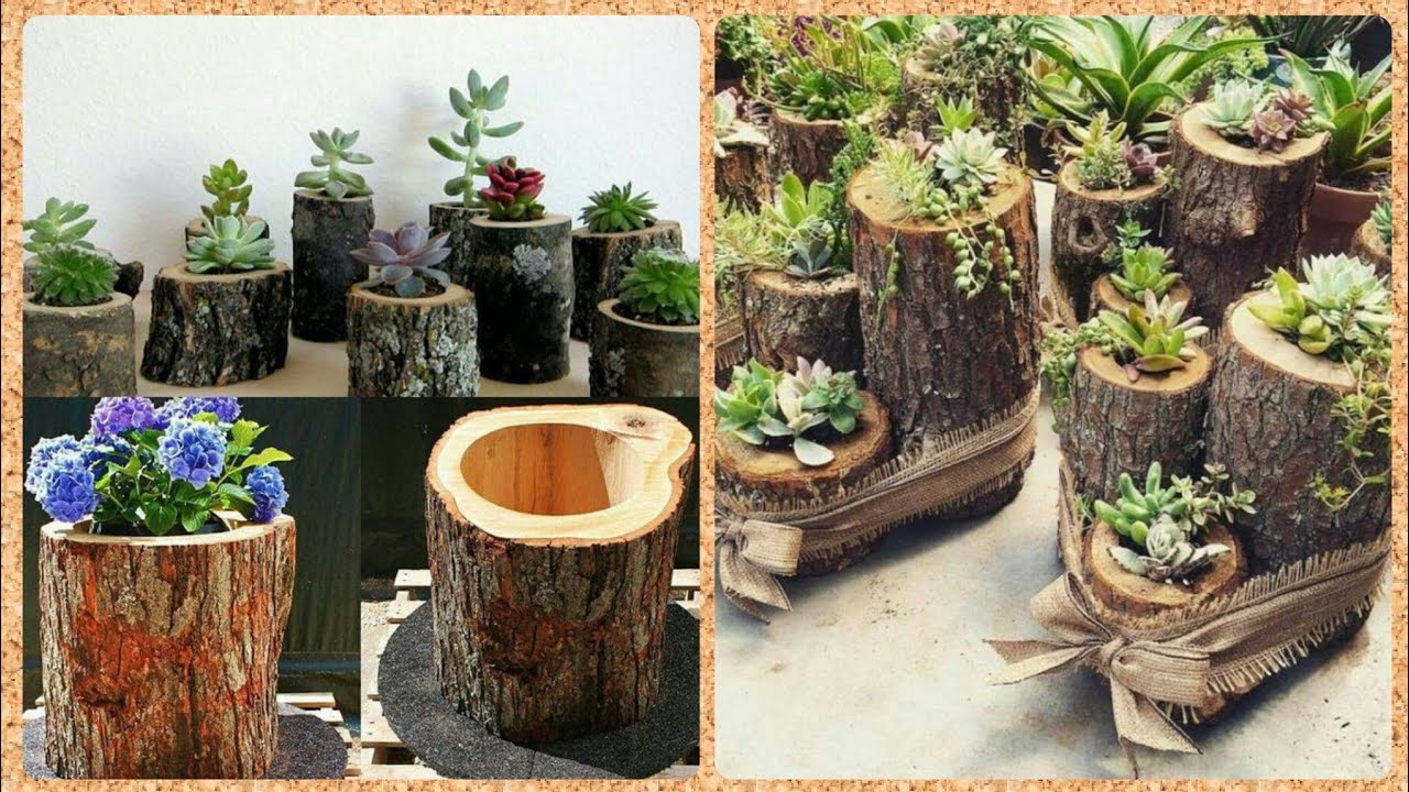 Most Whimsical Garden Wood Log Planter Ideas - plantador de troncos de ...