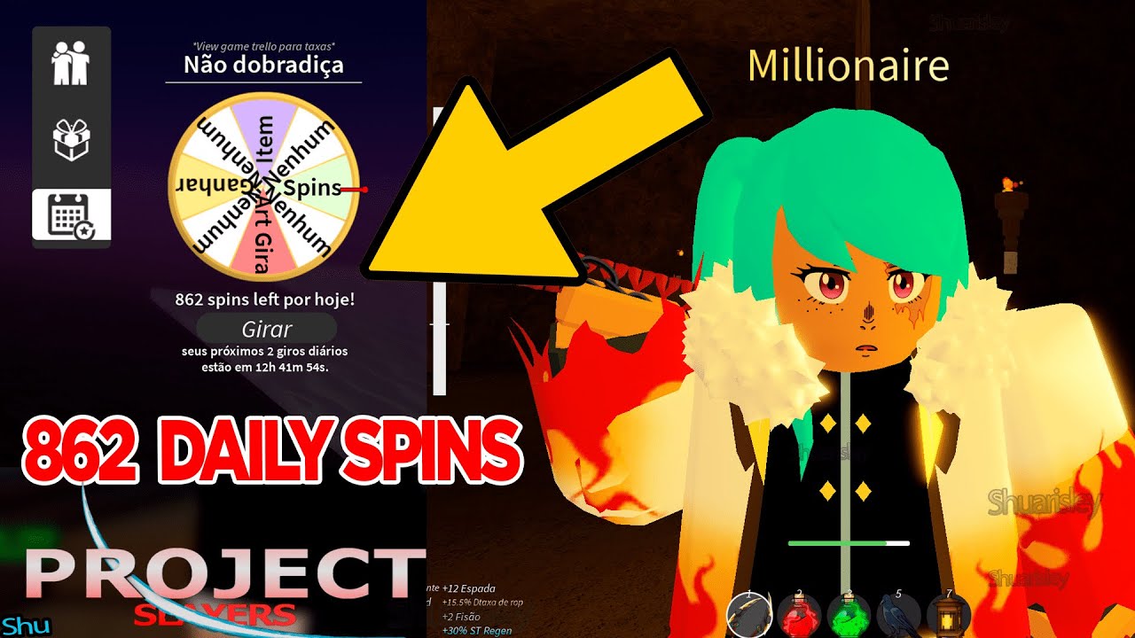 GIREI 862 DAILY SPINS E PEGUEI A FOICE DE CRÂNIO NO PROJECT SLAYERS ...