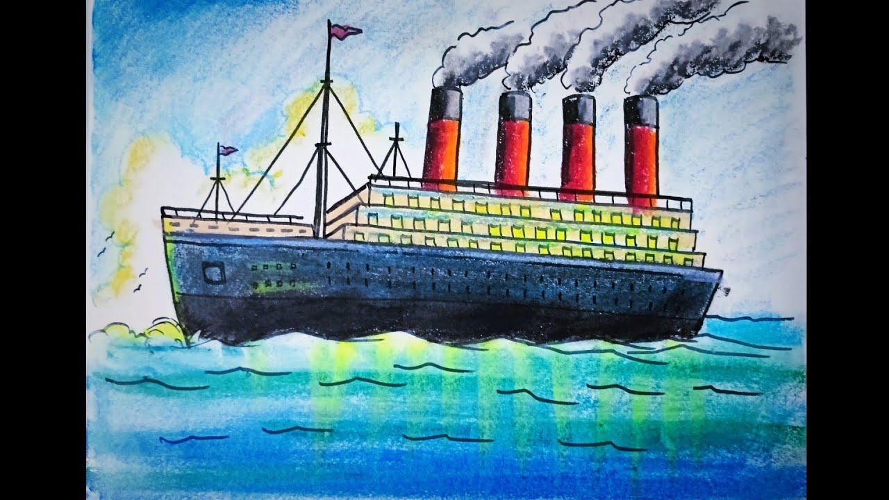 SHIP DRAWING WITH OIL PASTELS EASY STEP BY STEP - YouTube
