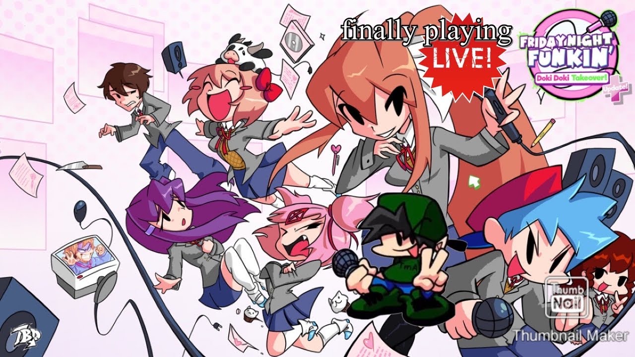 Finally playing Friday Night Funkin' Doki Doki Takeover Plus Live on a ...