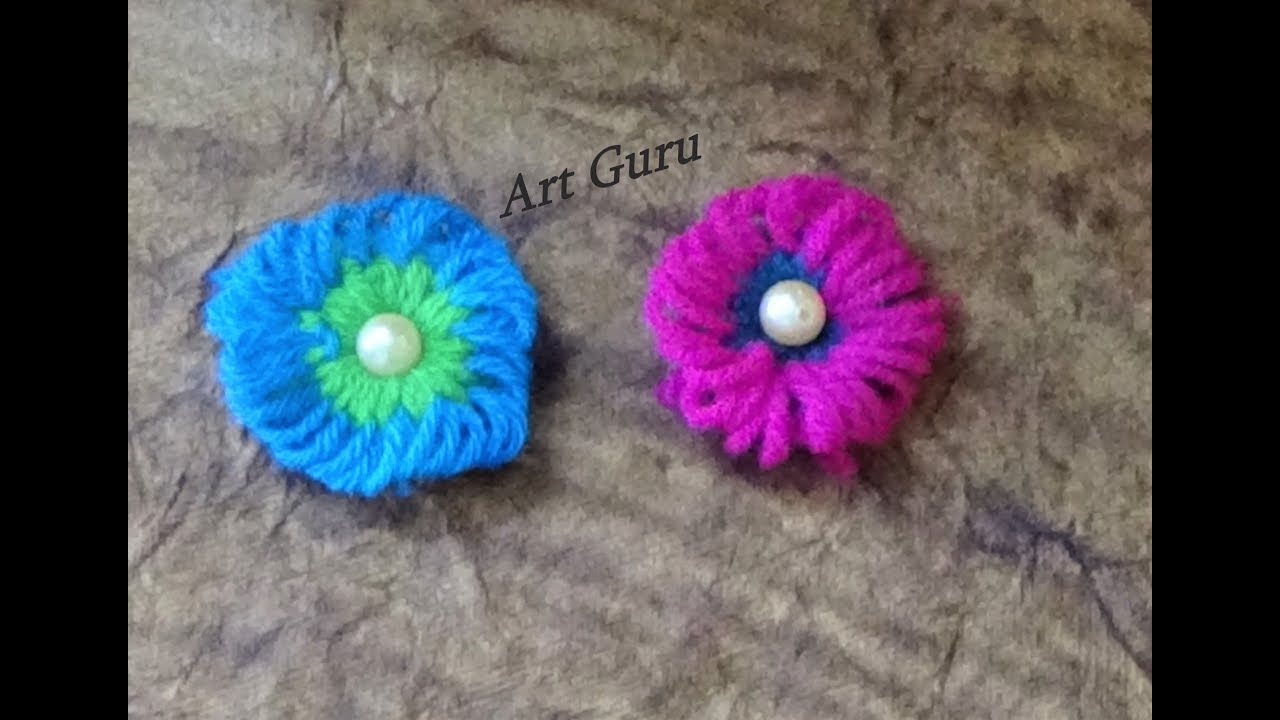 Step by step wool flower making art Tutorial - YouTube