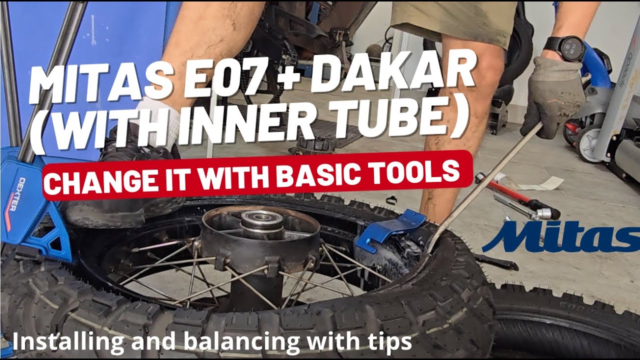 Installing and balancing MITAS E07 motorcycle tire with basic tools - Africa Twin - Yes, You can ...