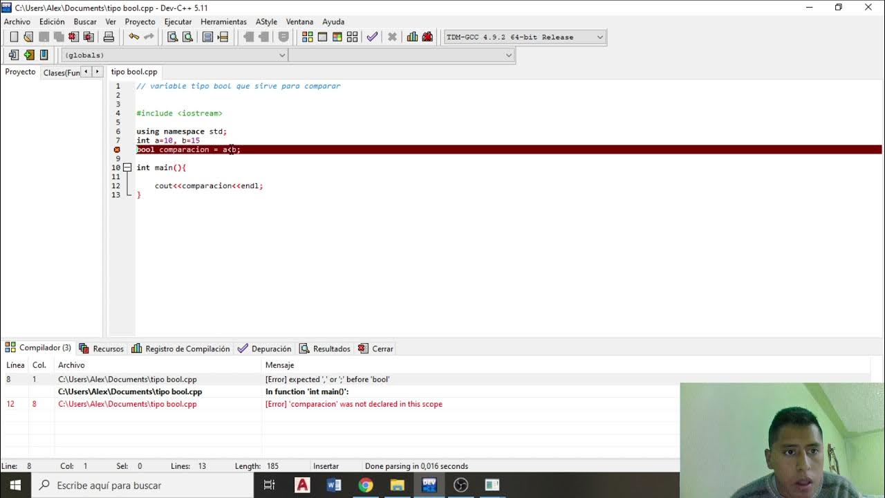 variable tipo bool como imprimir false (0) y true (1) - YouTube