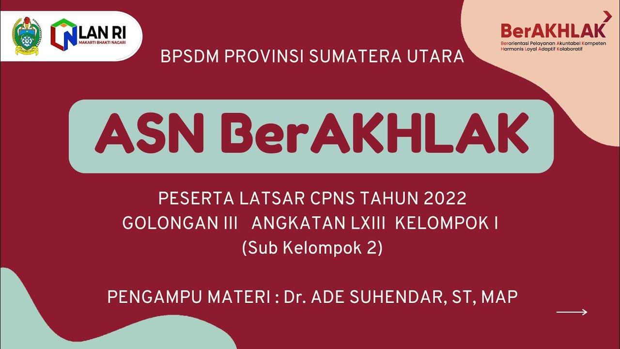 CORE VALUE ASN BerAKHLAK - YouTube