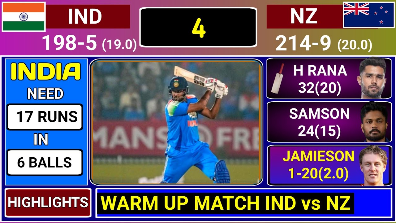 India Vs New Zealand Warm Up Match Score & Commentary | IND vs NZ T20 ...