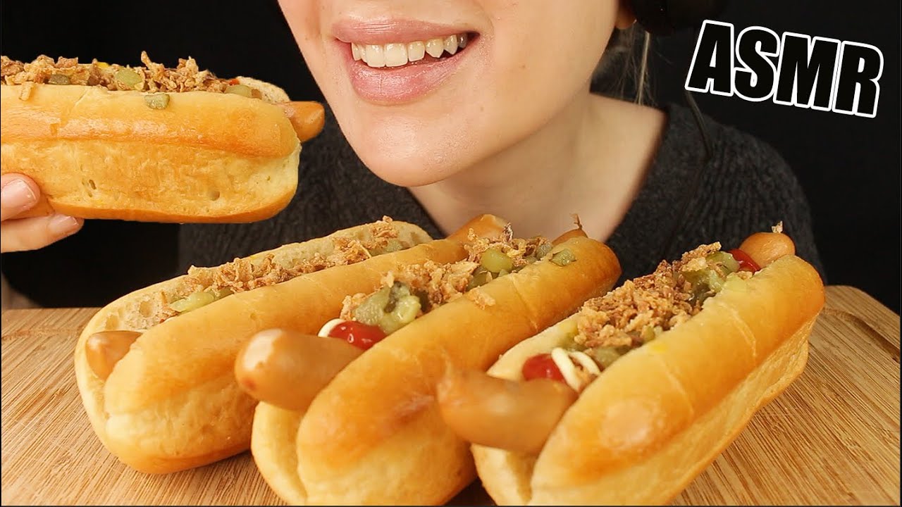 ASMR HOT DOGS SAUSAGES FAST FOOD AMERICAN FOOD | MUKBANG EATING SOUNDS ...