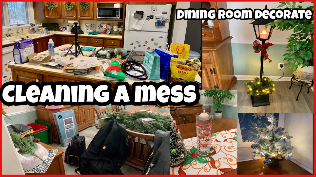 NEW CLEAN & DECORATE WITH ME || Messy kitchen & Dining Room ...