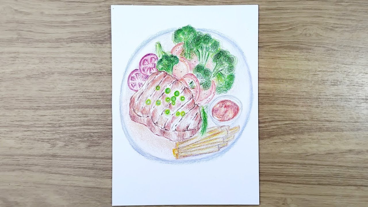 105 how to draw steak with colored pencils step by step - YouTube
