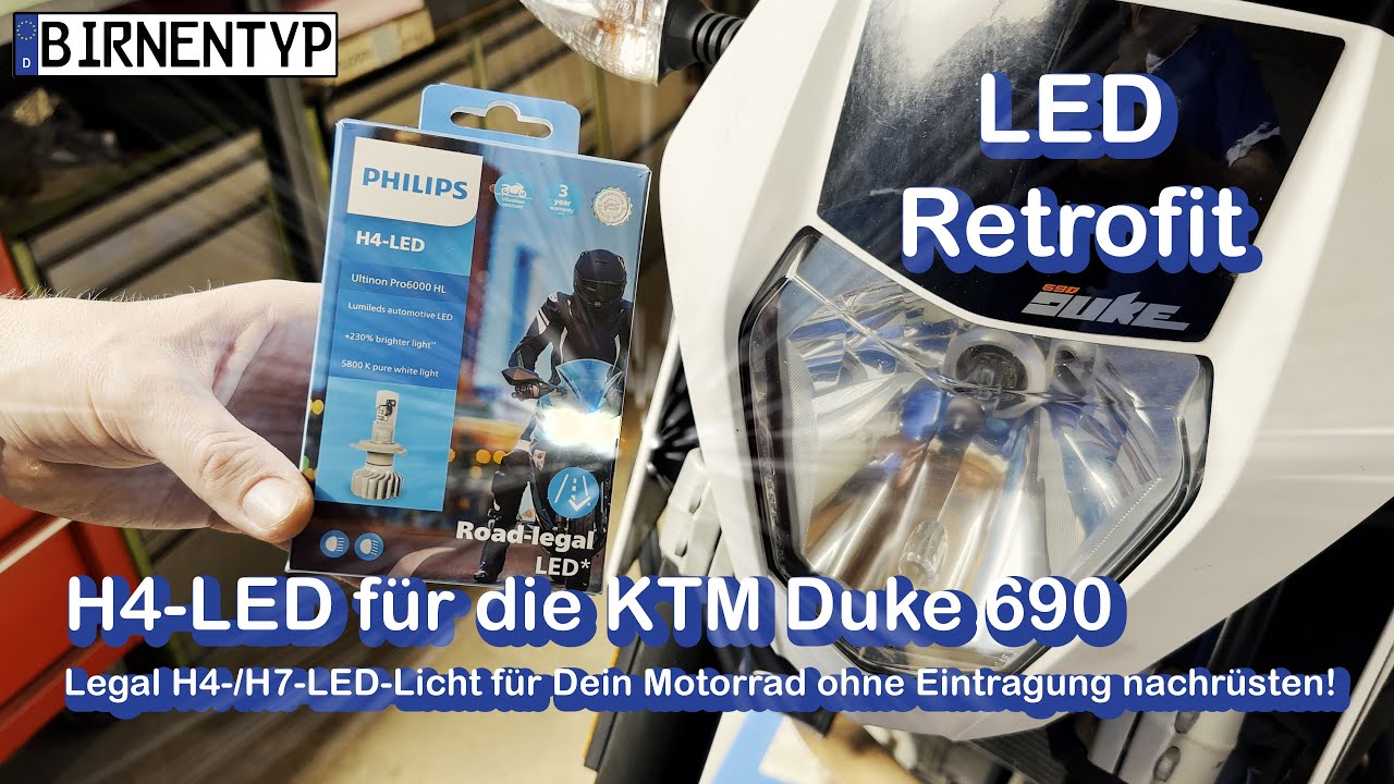 H4-LED für die KTM Duke 690 - Legal LED-Fahrlicht für Dein Motorrad ...