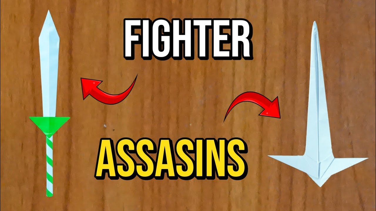 Origami Senjata Fighter VS Assasin - DIY Pedang Kertas - YouTube