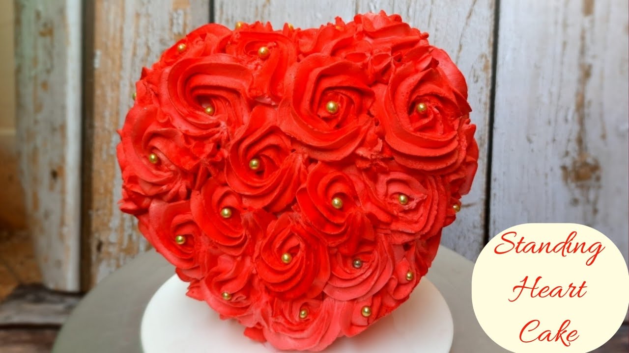 Standing Heart Cake | Gravity Defying Cake | How To Make Dark Red ...