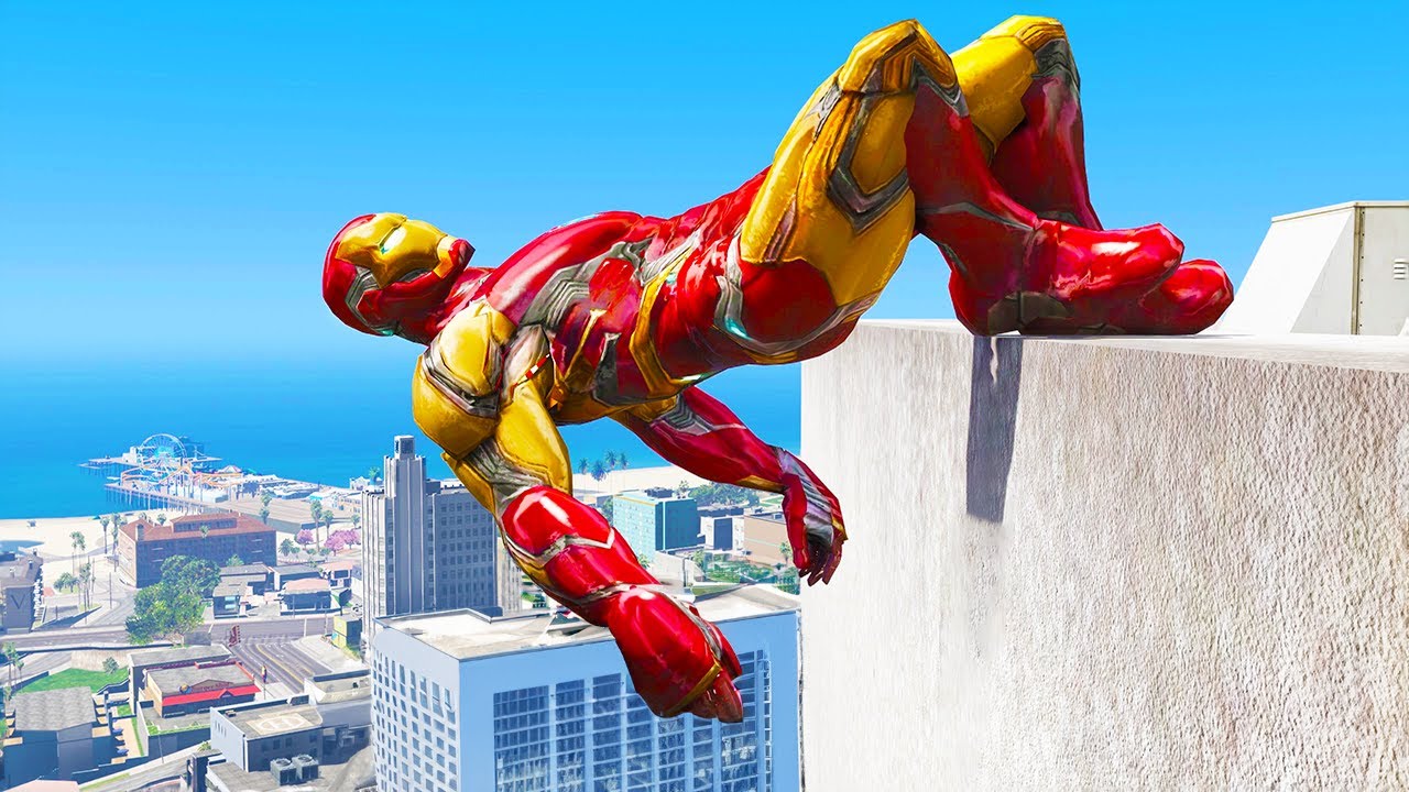 GTA 5: Iron-Man Falling and Jumping from Highest Buildings (GTA 5 Funny ...