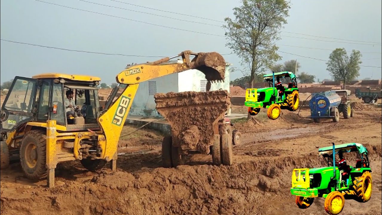 How to Load Mud in Bricks Making Machine Using JCB 3DX Xpert Backhoe ...