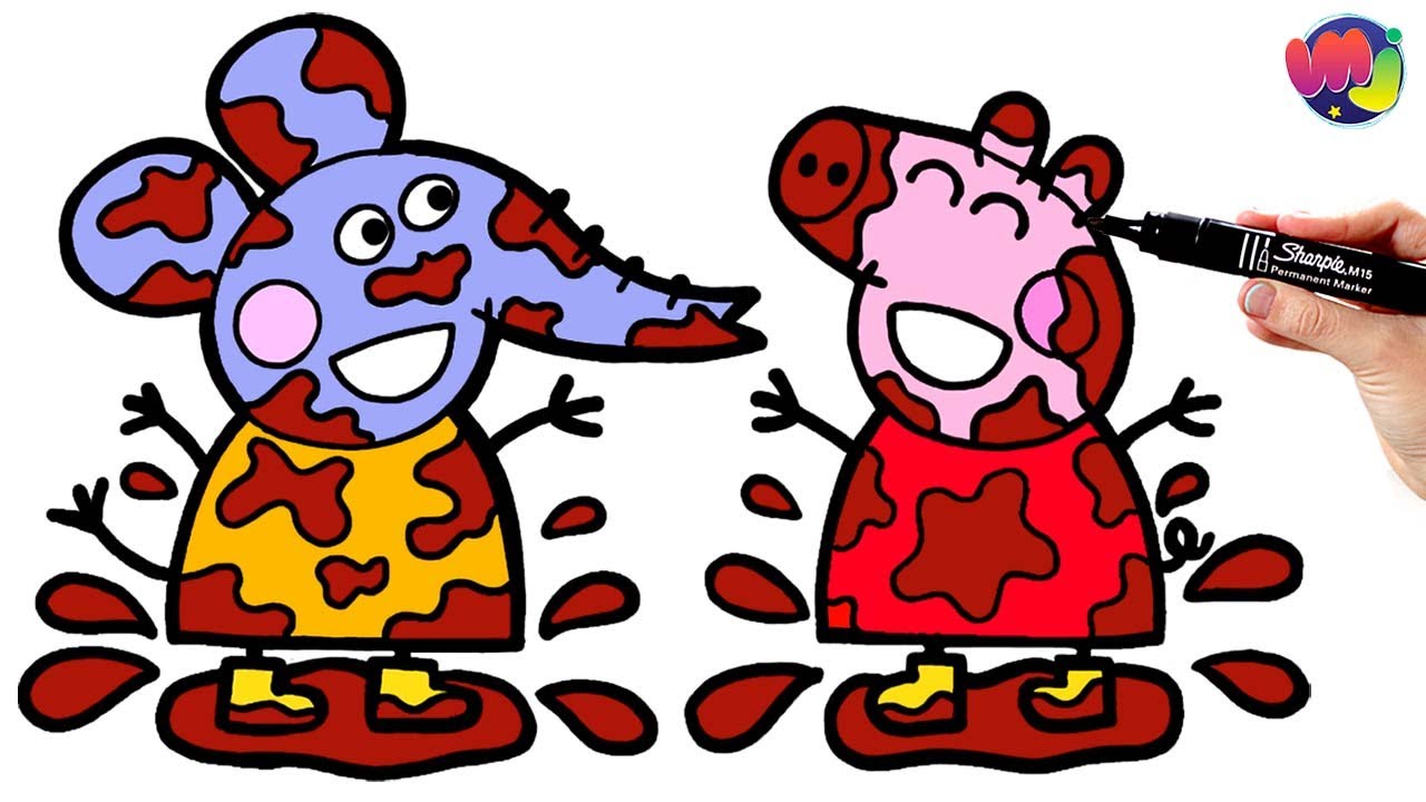 Dibujo PEPPA PIG saltando en el BARRO con su AMIGA ELLY ️ 🌈 Dibujos ...
