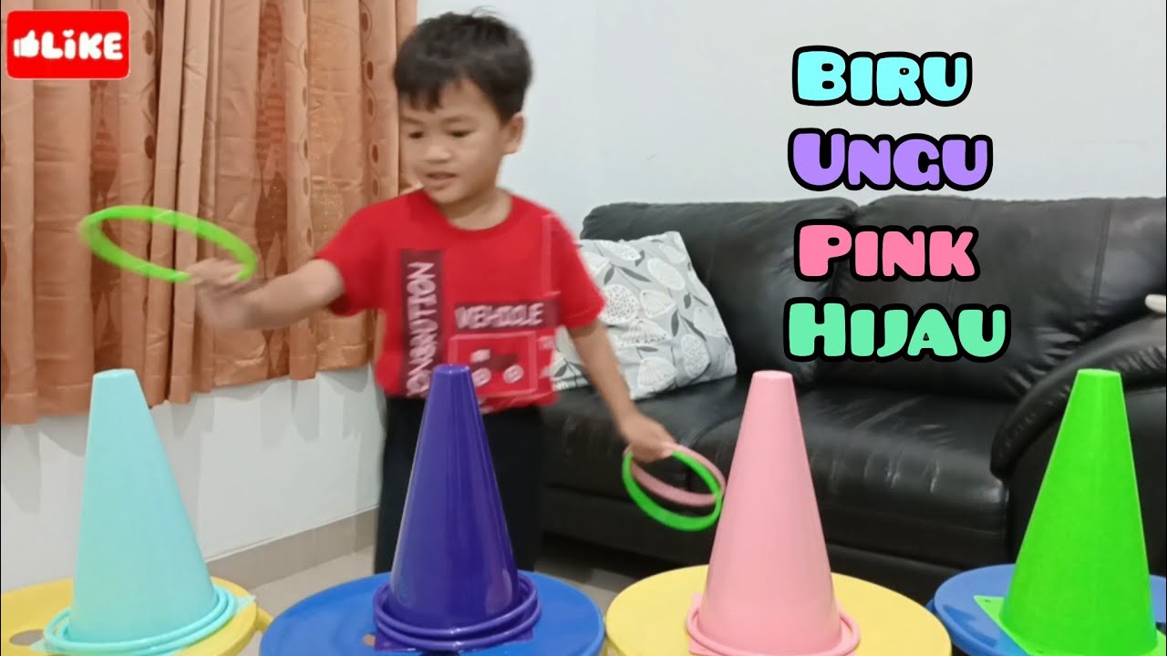 Bermain Lempar Cincin-Playing and Learning Colors with Ring Toss and ...