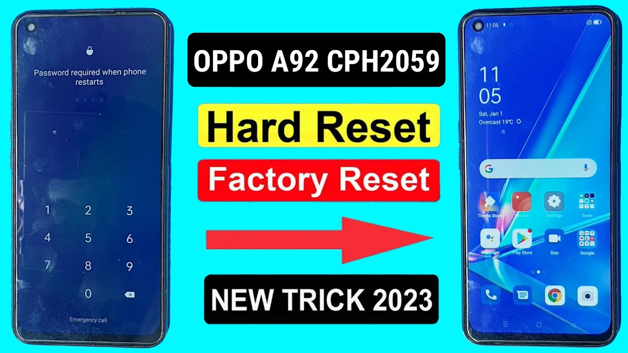 Hard Reset OPPO A92 | Oppo A92 Cph2059 Remove Pin Pattern Password Lock ...