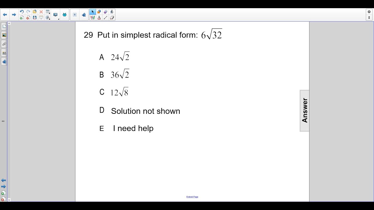 Algebra2 Rad Funcs Irrational Roots Pt 3 Q29 - YouTube
